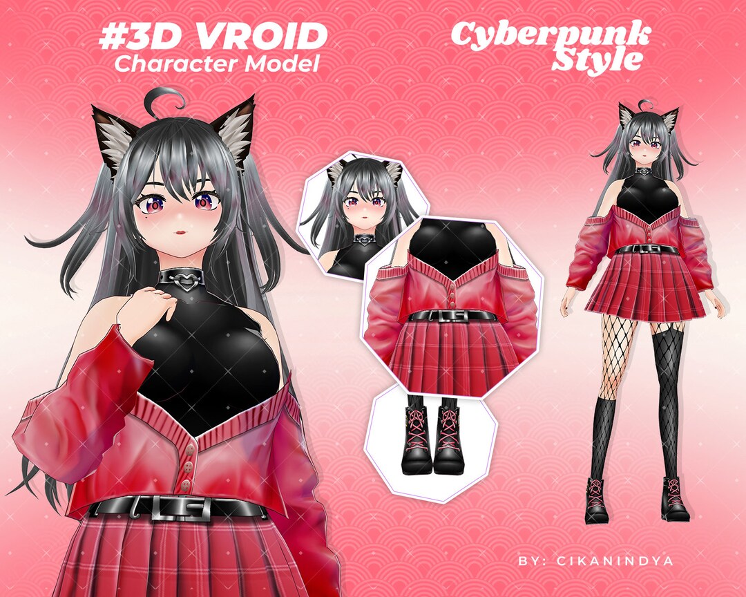 Edgy Cybercast 3D Vroid Model: Vtuber Avatar (.VRM) - Etsy