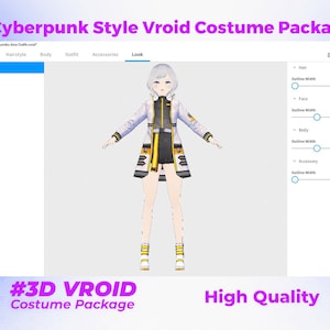 Cyberpunk Vtuber Wardrobe Futuristic Girl Outfit Pack-vroid Clothing ...