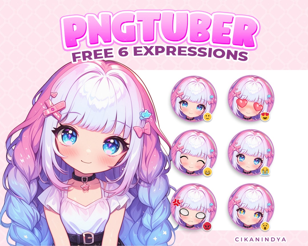 PNG Tuber | Playful Chibi PNG Tuber Girl for Your Streams | Get 6 Poses ...