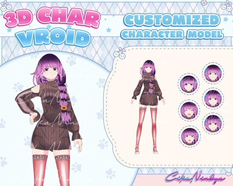 3D Vroid Character 3d Model Vtuber Model Free 3D Vtuber - Etsy