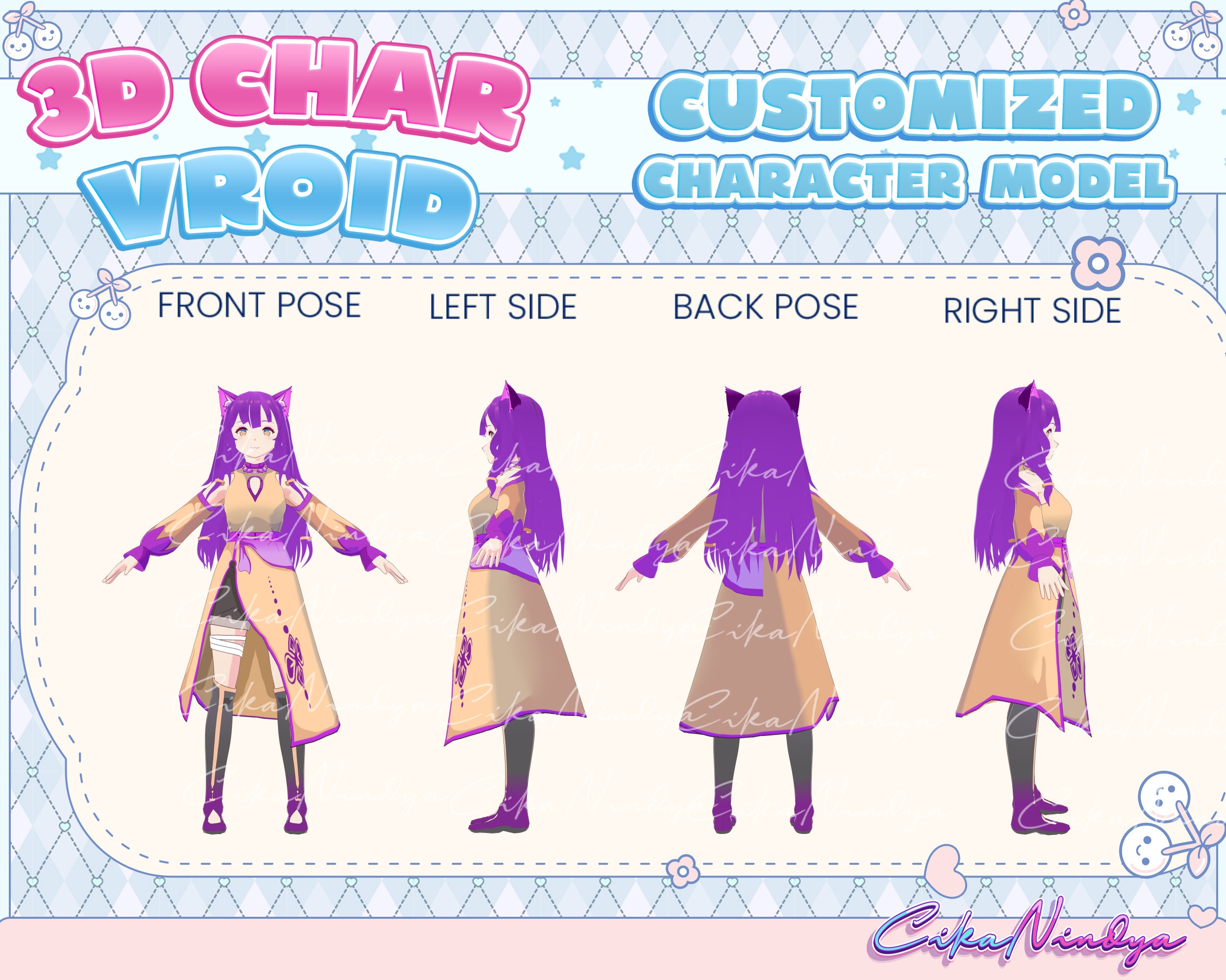 3D Vroid Character Vroid 3D 3d Model Commission 3d Model - Etsy