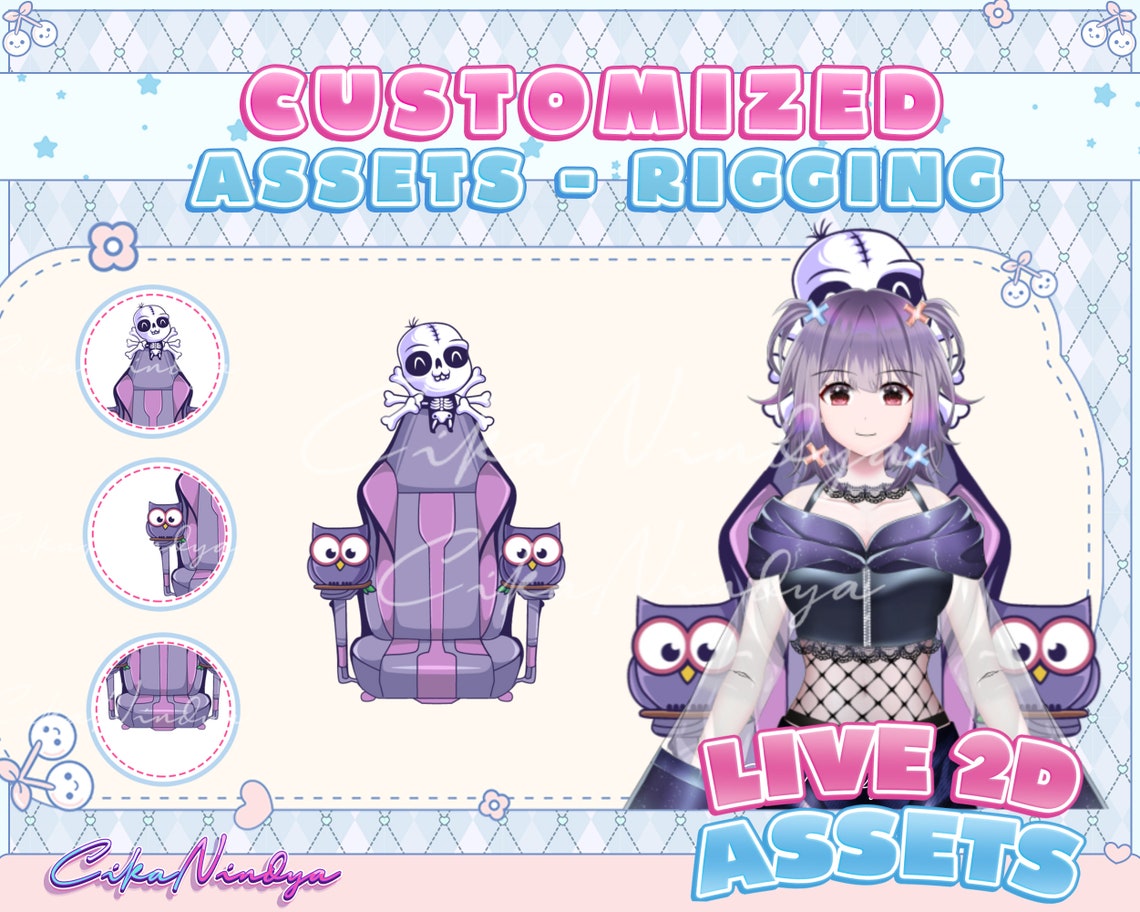 Skeleton Chair Vtuber Asset: 2D Animated Stream Overlay (PNG) - Etsy