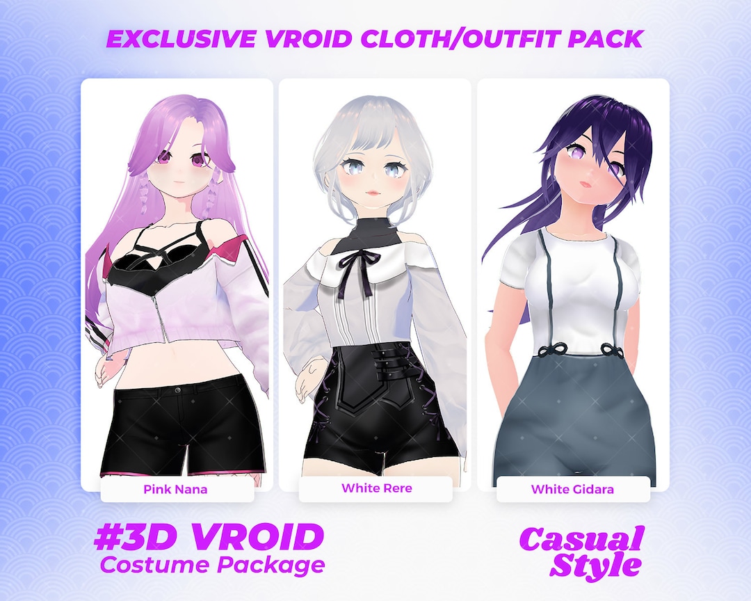 Vroid Clothing Pack, Avatar Outfits, Casual Outfit, Streamer Clothes ...