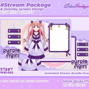 Purple Stream Overlay Package: Modern Vtuber Twitch Graphics - Etsy