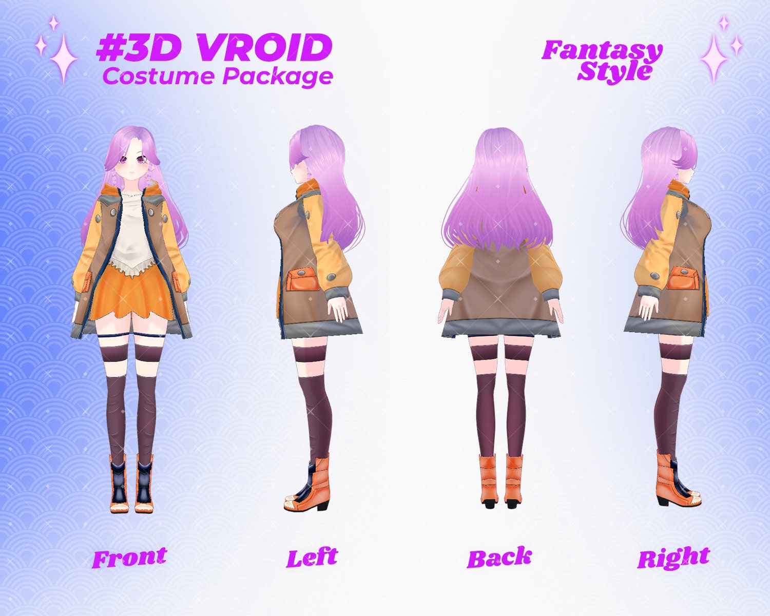 Enchanted Trio Fantasy Girl's 3D Vroid Wardrobe Vroid Clothing Pack ...