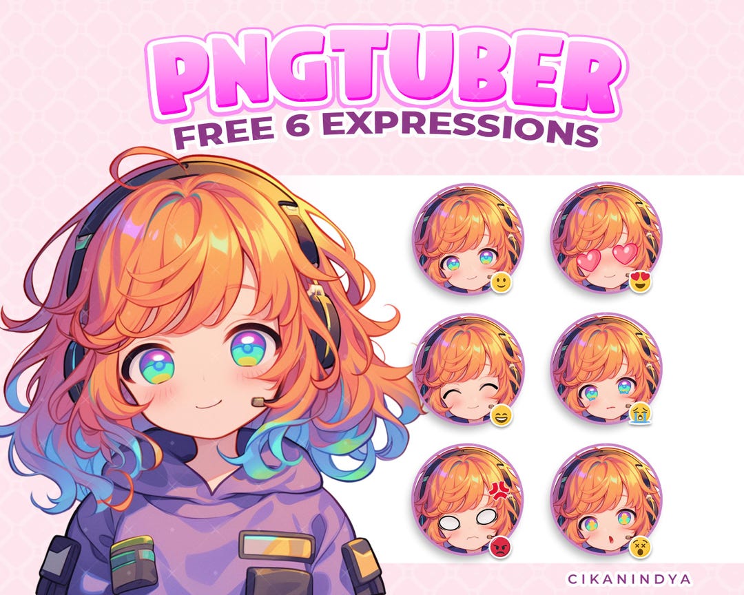 PNG Tuber | Charming Fair Skinned Girl for Streaming | Get 6 Poses ...
