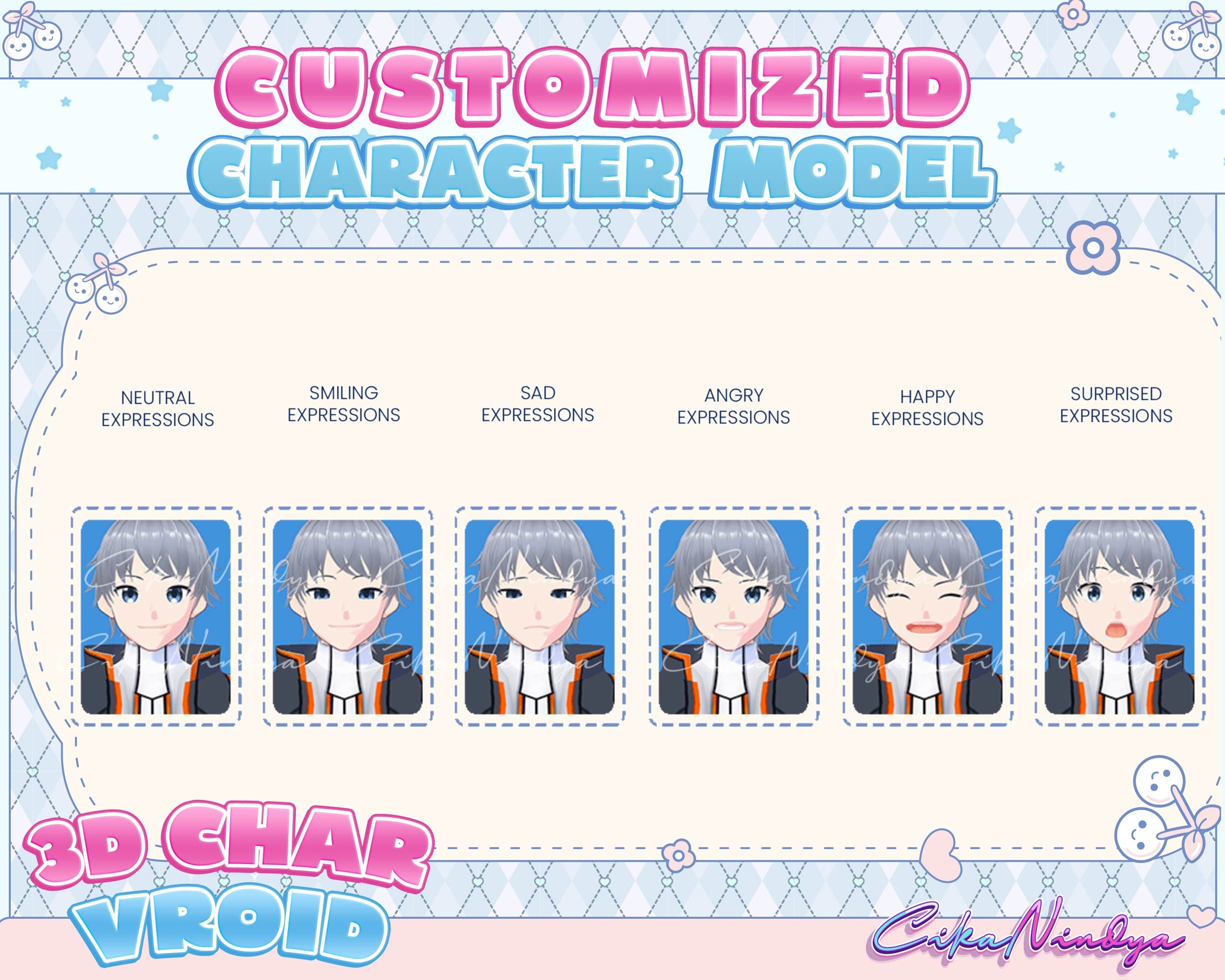 Futuristic 3D Vroid Character Anime Cyberpunk Male for - Etsy