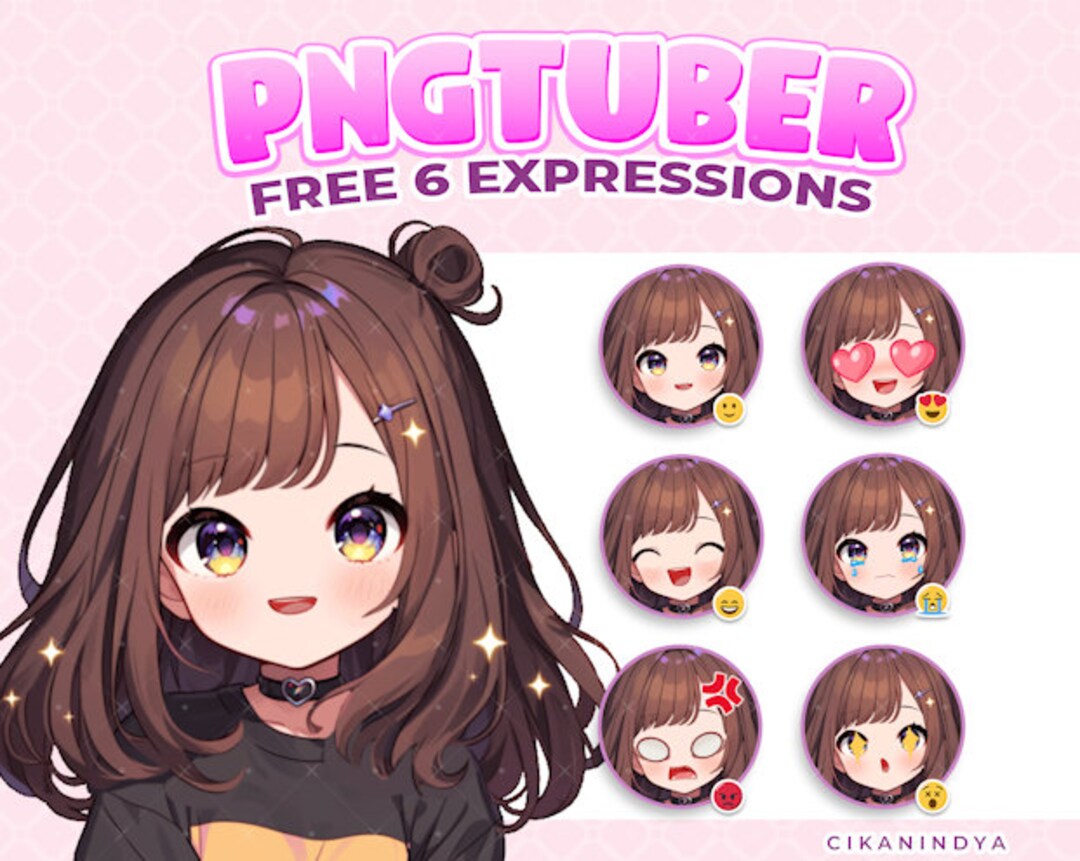 PNG Tuber | Charming and Cute PNG Tuber Girl Brown Long Hair ...