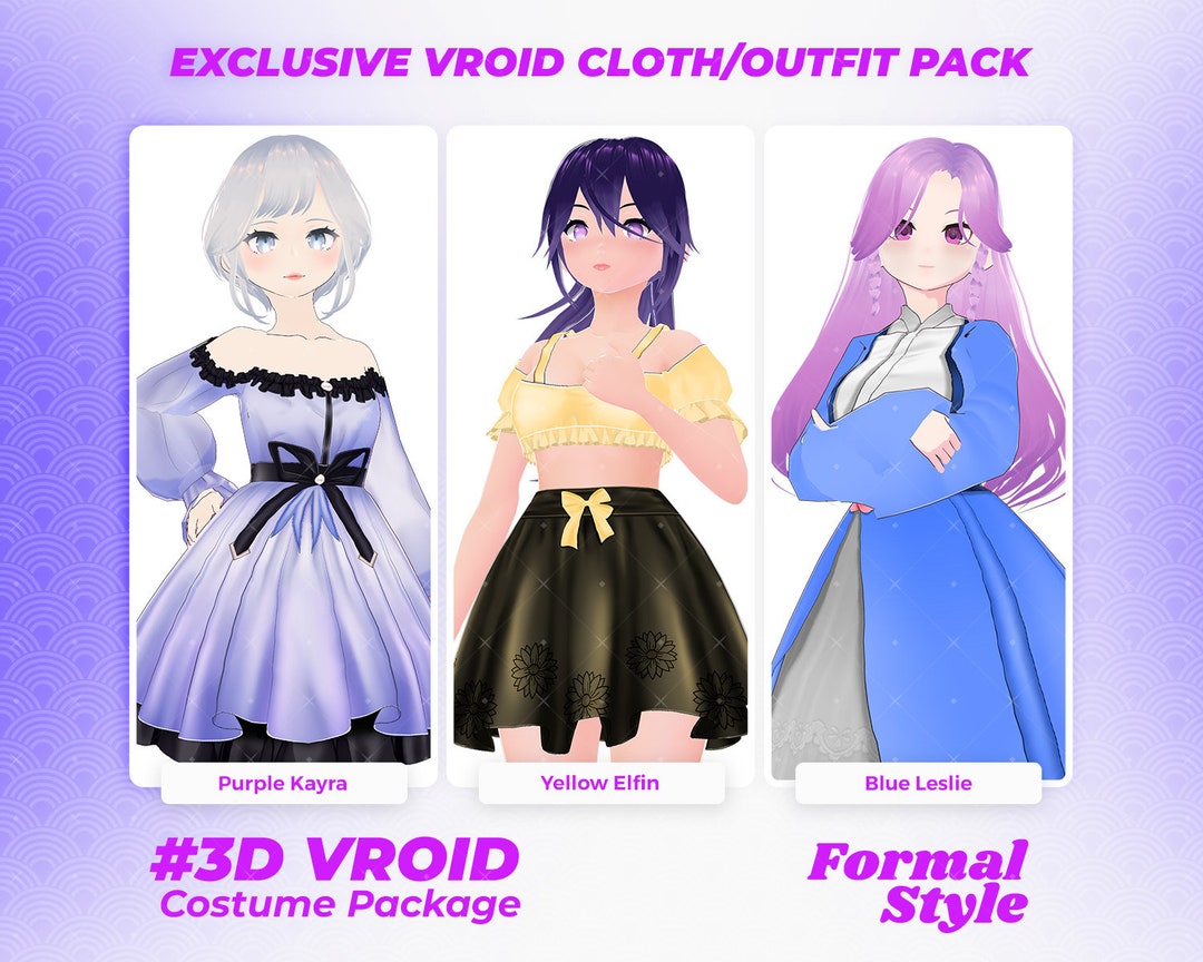 Sophisticated Formal Dress Pack for Vroid Young Ladies - Vroid Clothing ...