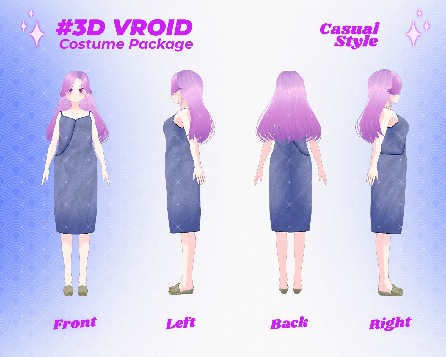 Vroid Outfit Pack: Casual 3D Avatar Clothes (3-in-1) (.vroidcustomitem ...