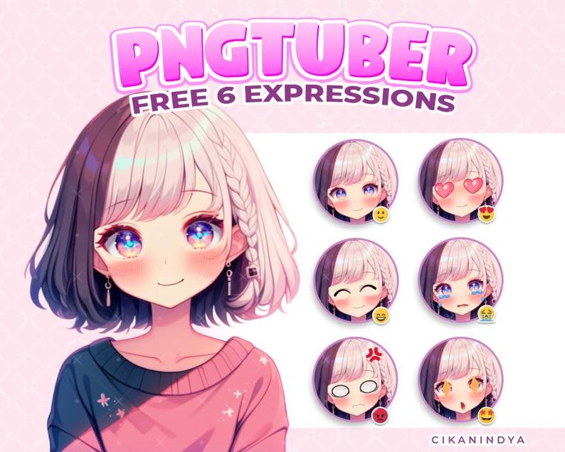Anime PNG Tuber Avatar: 6 Poses for Vtubers - Etsy