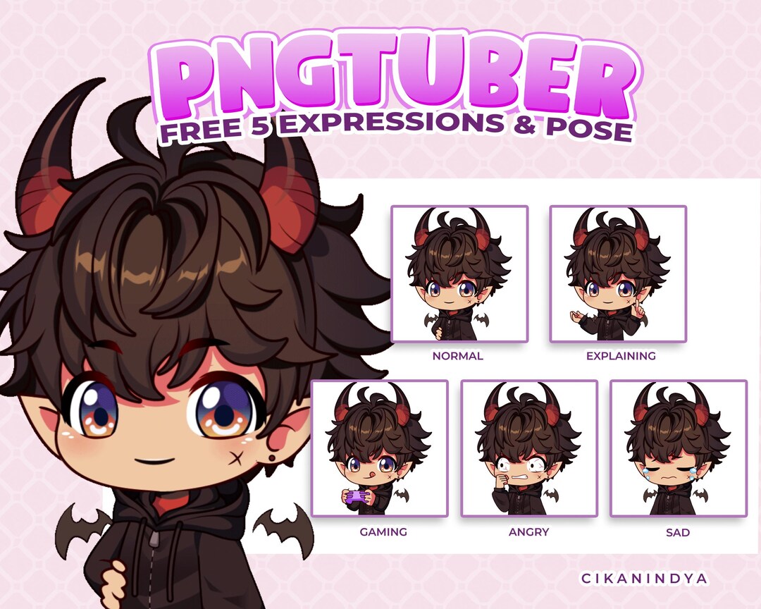 Edgy Animated Custom Pngtuber – Devilish Premade Character - Etsy