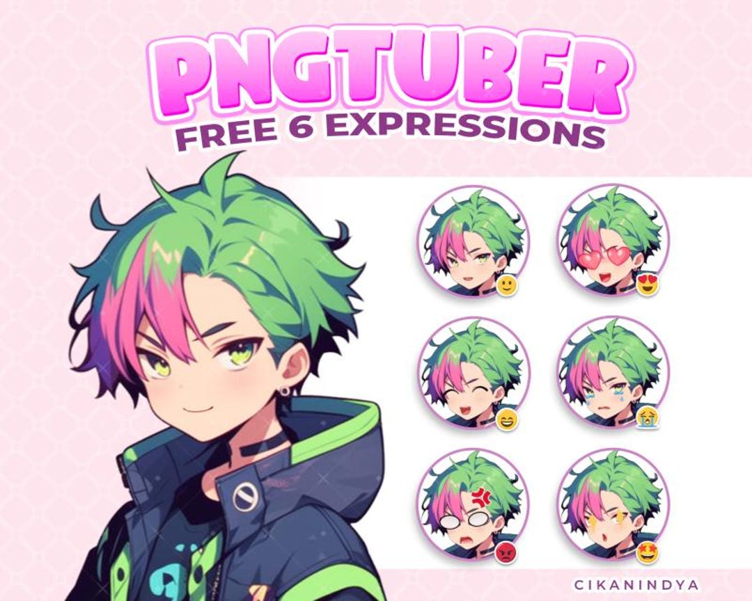 Premade Pngtuber Model – Neon-haired Hacker Boy - Etsy