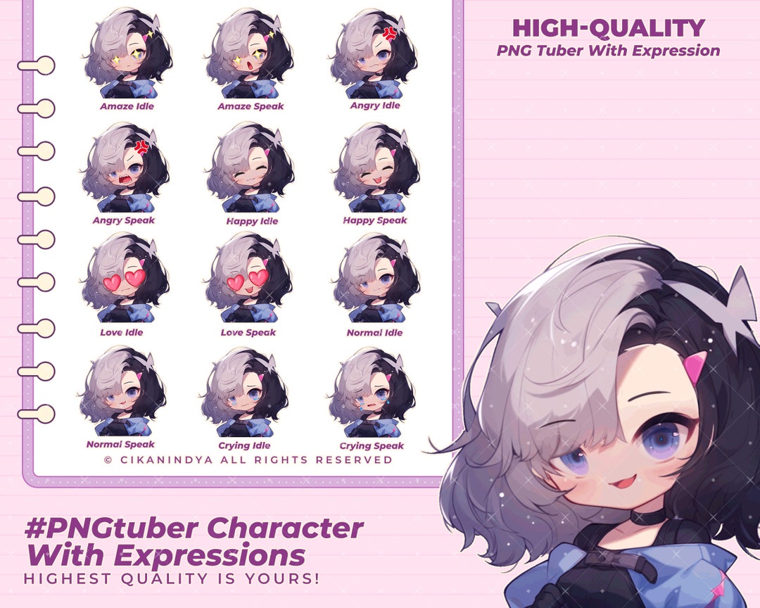 Pngtuber | Unique PNG Tuber Chibi Character Girl for Streamer ...