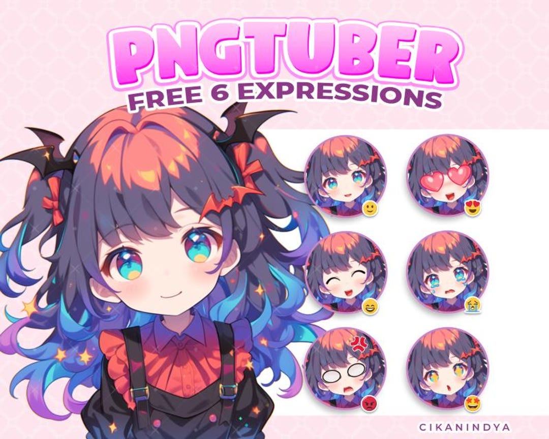 PNG Tuber | Cute Digital Character Vtuber for Streaming | Get 6 Poses ...