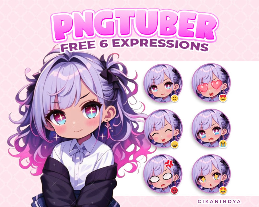Pastel Purple & Pink Pngtuber Avatar: 6 Poses, Kawaii Vtuber - Etsy