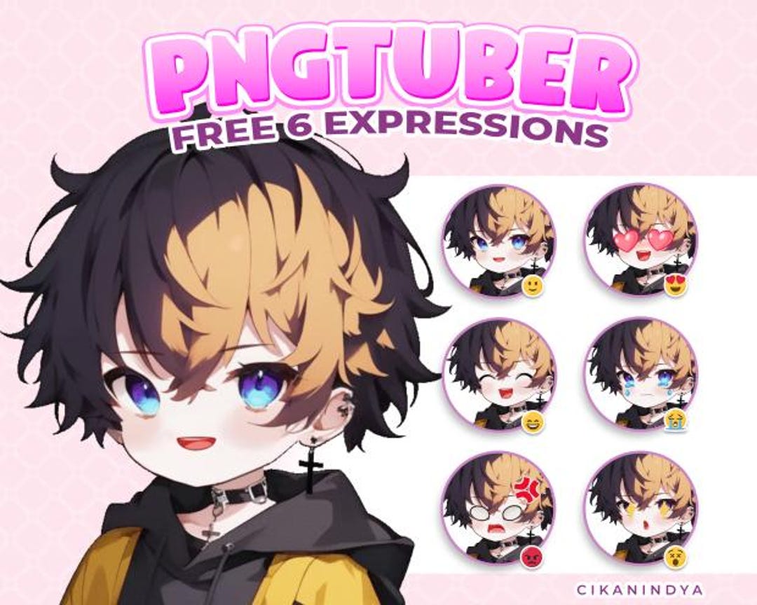 Custom-like Pngtuber Model – Edgy Yellow and Black Chibi Boy - Etsy