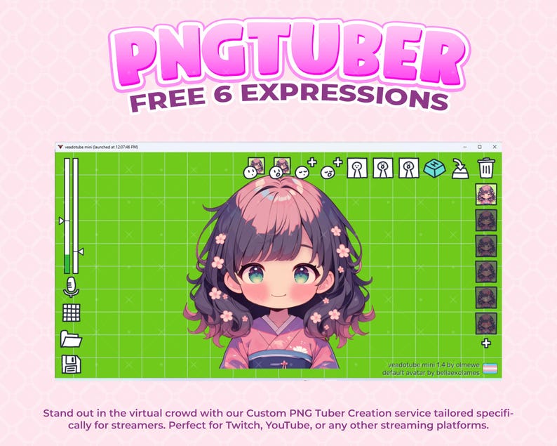 PNG Tuber / Avatar PNG de Chibi Girl VTuber con flor en el cabello ...