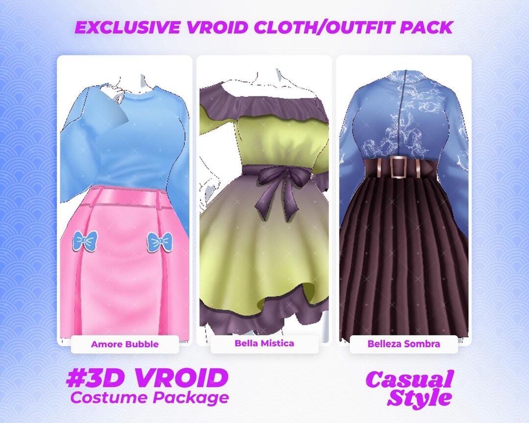 Casual Vroid Clothing Pack | 3D Outfit Bundle for Vroid Studio | Vroid ...
