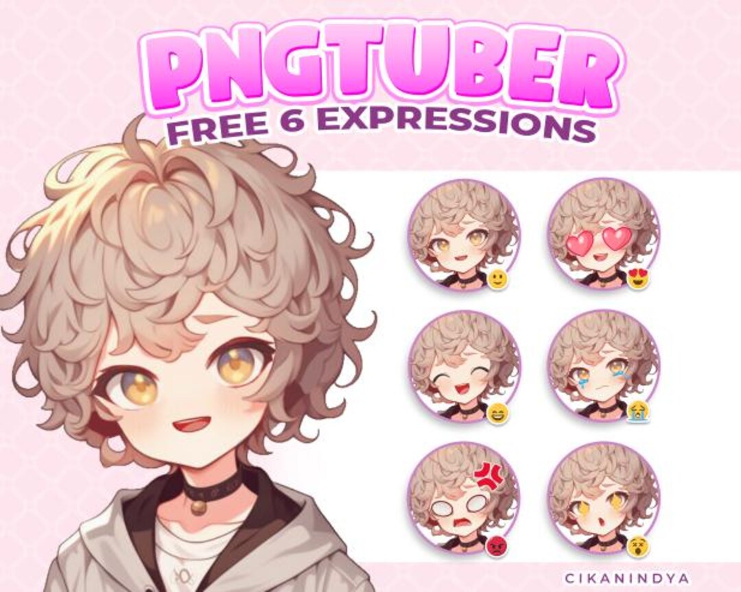 Chibi Pngtuber – Curly-haired Male Animated Model - Etsy