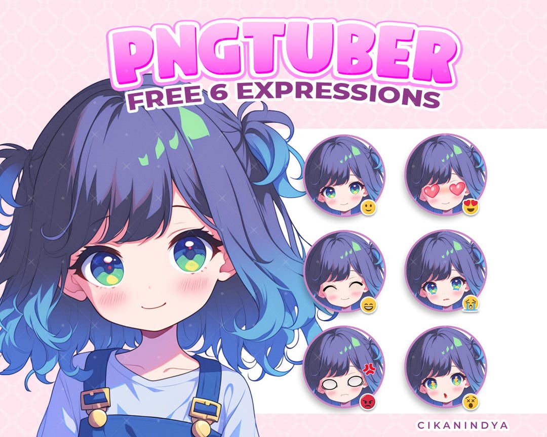 PNG Tuber Anime Vtuber Character Avatar for Streaming Get 6 Poses ...