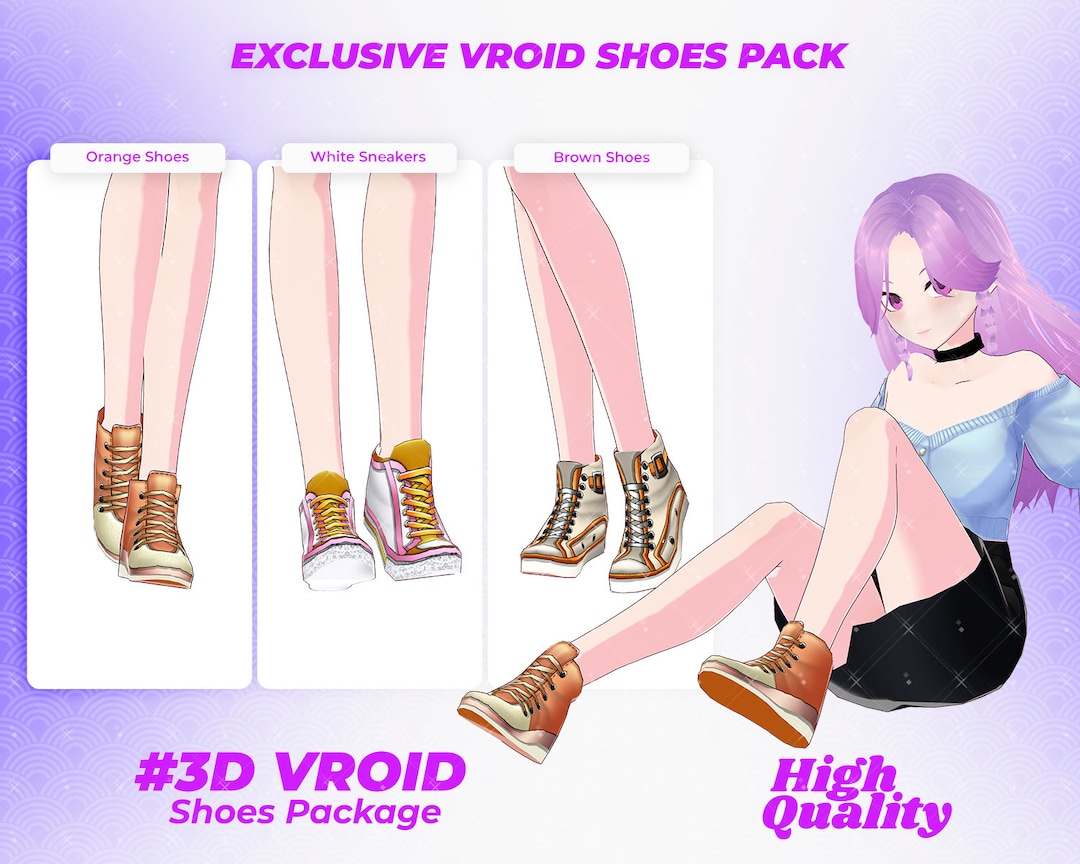 3D Vroid Shoes Pack, Vroid Assets, Costume, Vroid Avatar, Virtual ...