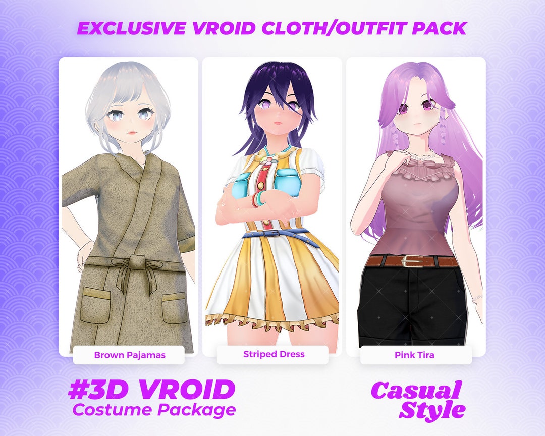 Vroid Outfit Pack: Casual 3D Fashion, Vtuber Apparel (.vroidcustomitem ...