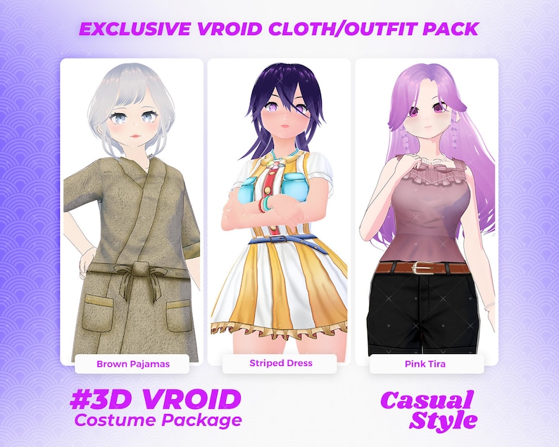 Vroid Outfit Pack: Casual 3D Fashion, Vtuber Apparel (.vroidcustomitem ...