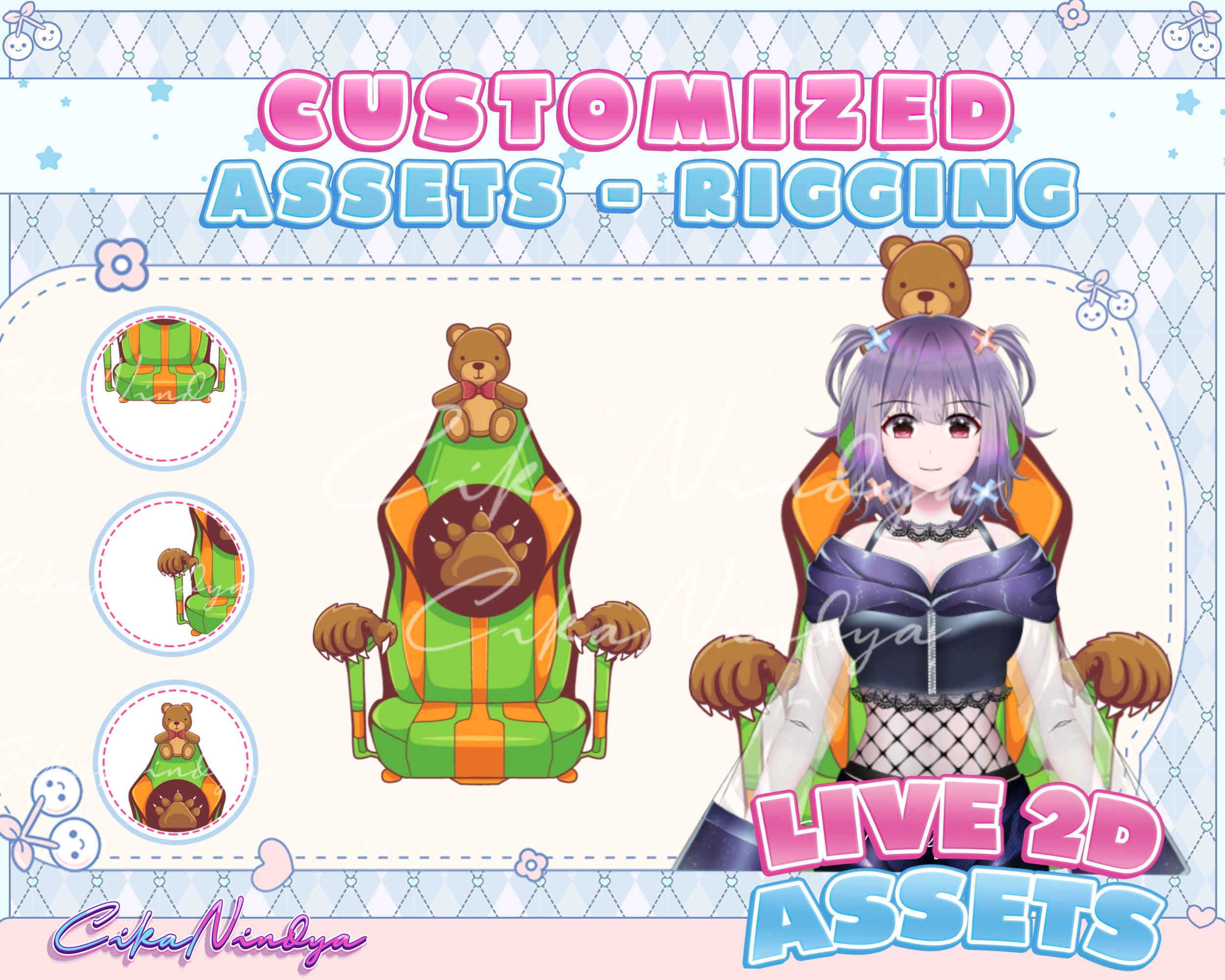 Enhance Your Setup With Vtuber Assets Chair Bear for Live2d - Etsy