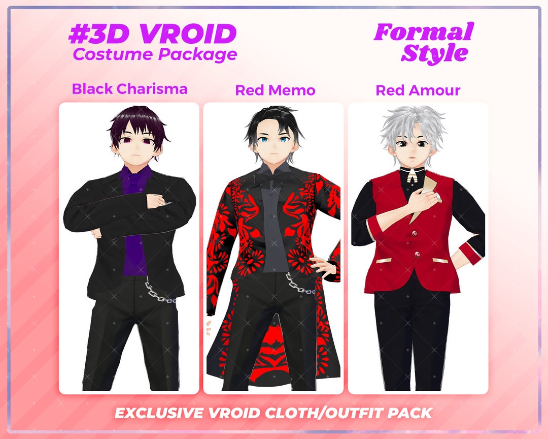 Vroid Formal Ensemble 3 Stunning Outfits Male in 1 Package - Vroid ...