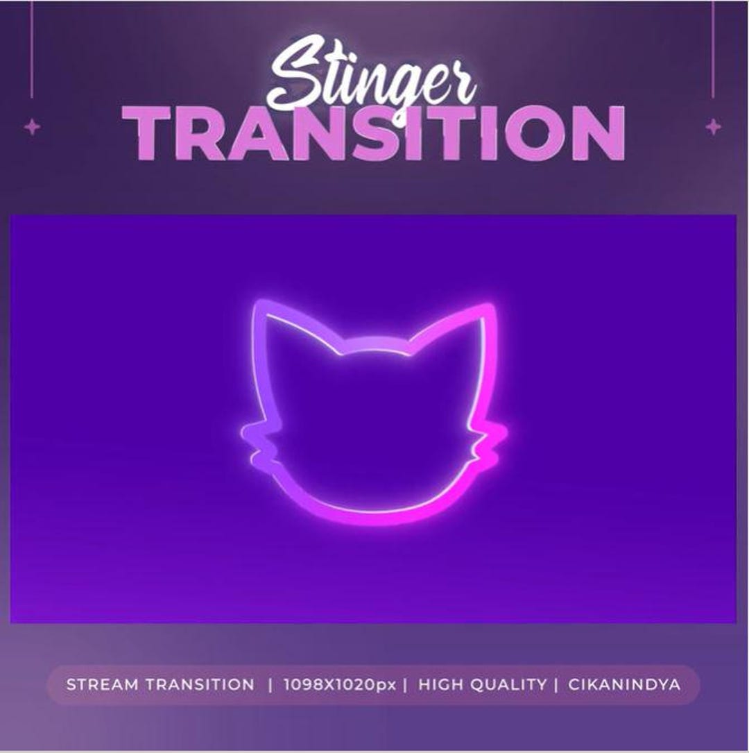 Animated Twitch Stinger Cute Cat Overlay for Streamers & Youtubers ...