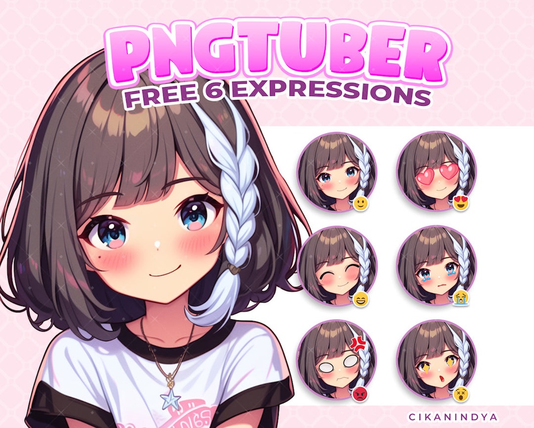 PNG Tuber | Determined Gaze Kawaii Chibi With a Braided Accent | Get 6 ...