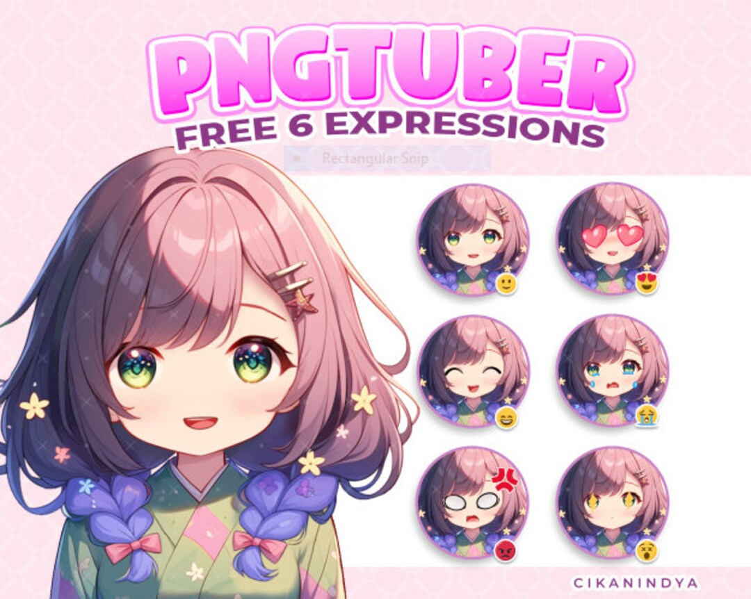 Green Kimono Pngtuber Model: 12 Poses, Streaming Avatar - Etsy