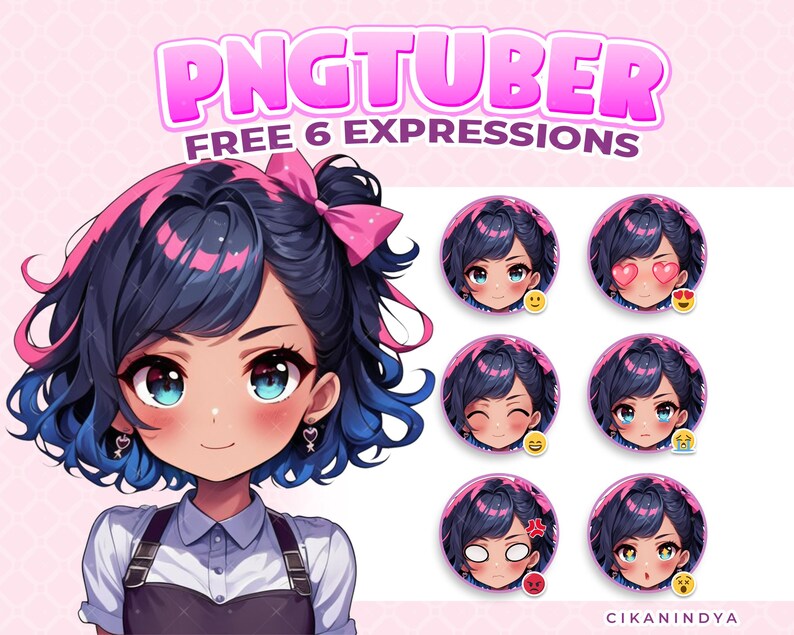 Playful Chibi Pngtuber Avatar: 6 Poses for Vtuber Stream - Etsy