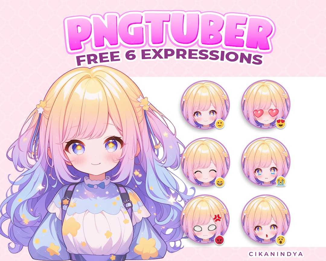 Starry PNG Tuber Avatar: 6 Cheerful Poses, Vtuber (veadomini File) - Etsy