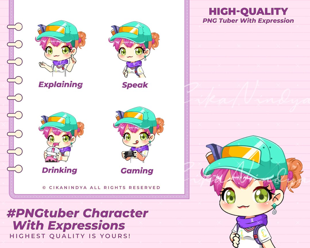 PNG Tuber | Eye-catching PNG Tuber Cute Girl for Virtual Broadcast | 4 ...