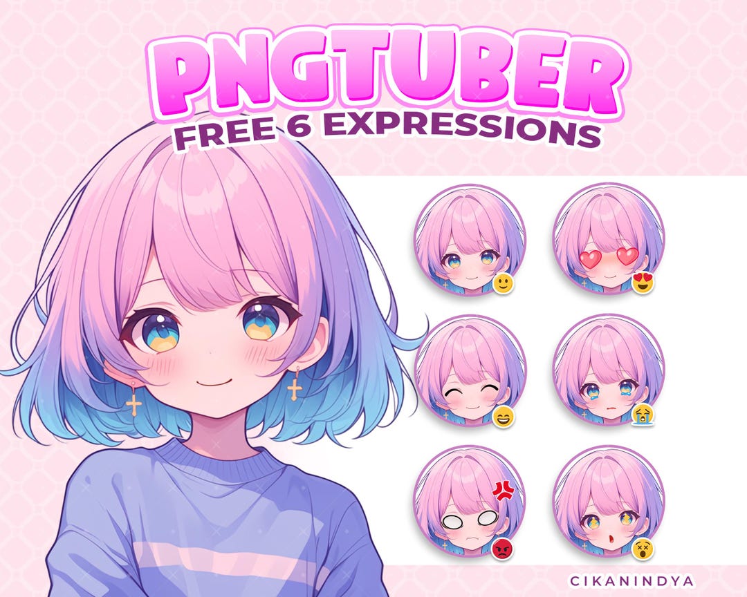 Premade Pngtuber – Adorable Chibi Female Avatar for Streamers - Etsy