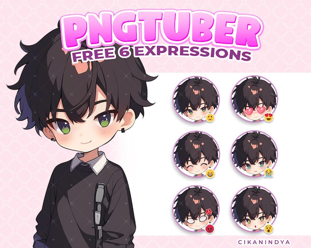 Premade Pngtuber Model – Green Eyes, Sharp Style - Etsy