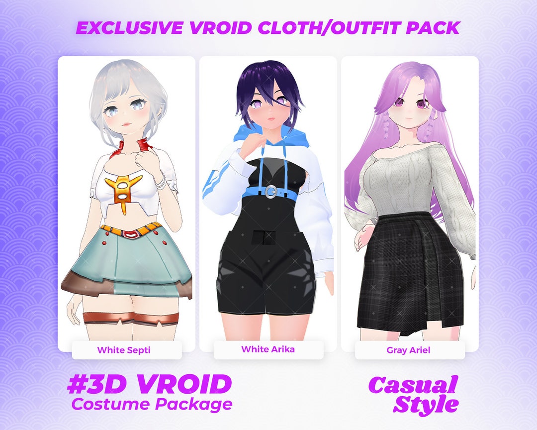Vroid Outfit Bundle: Casual Vtuber 3D Fashion (3-in-1) - Etsy