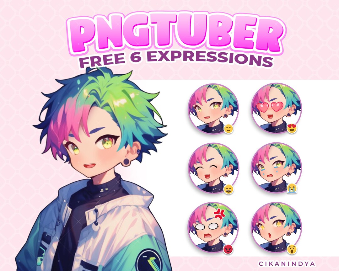 Premade Pngtuber – Neon Chibi Male Avatar With Futuristic Style - Etsy