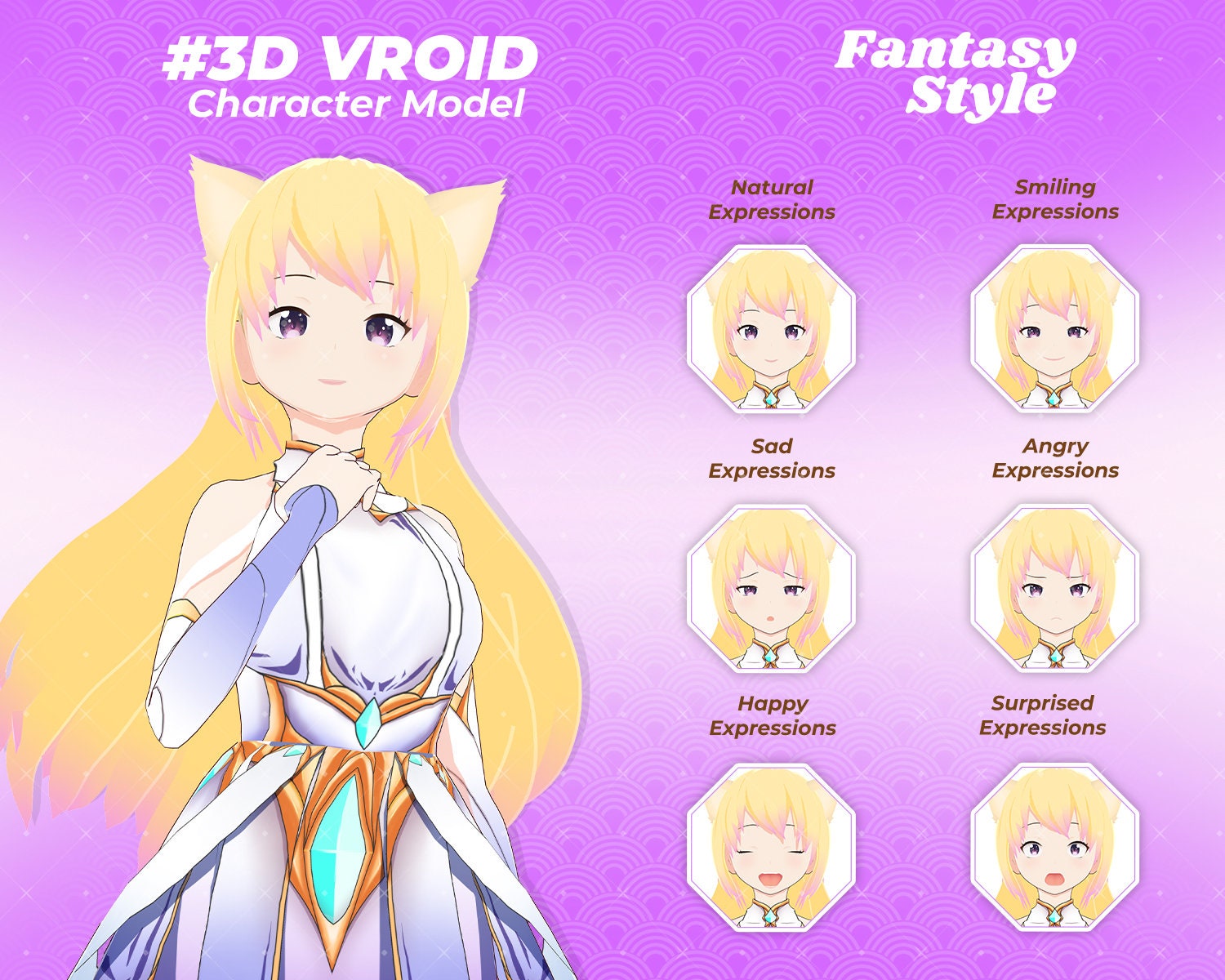 Charming 3D Vroid Character Lisa Cat Anime Girl for Streamer Vtuber ...