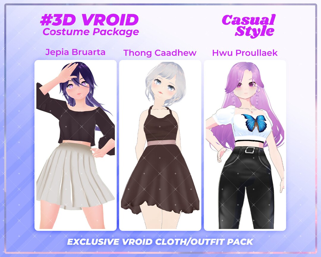 Everyday Chic Vroid 3d Cloting Pack Girls Casual Combo 3d Vroid