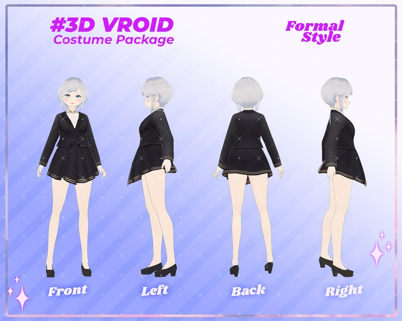 3D Vroid Clothing Pack, Doll Clothes, Vroid Clothes, Costume, Kawaii ...