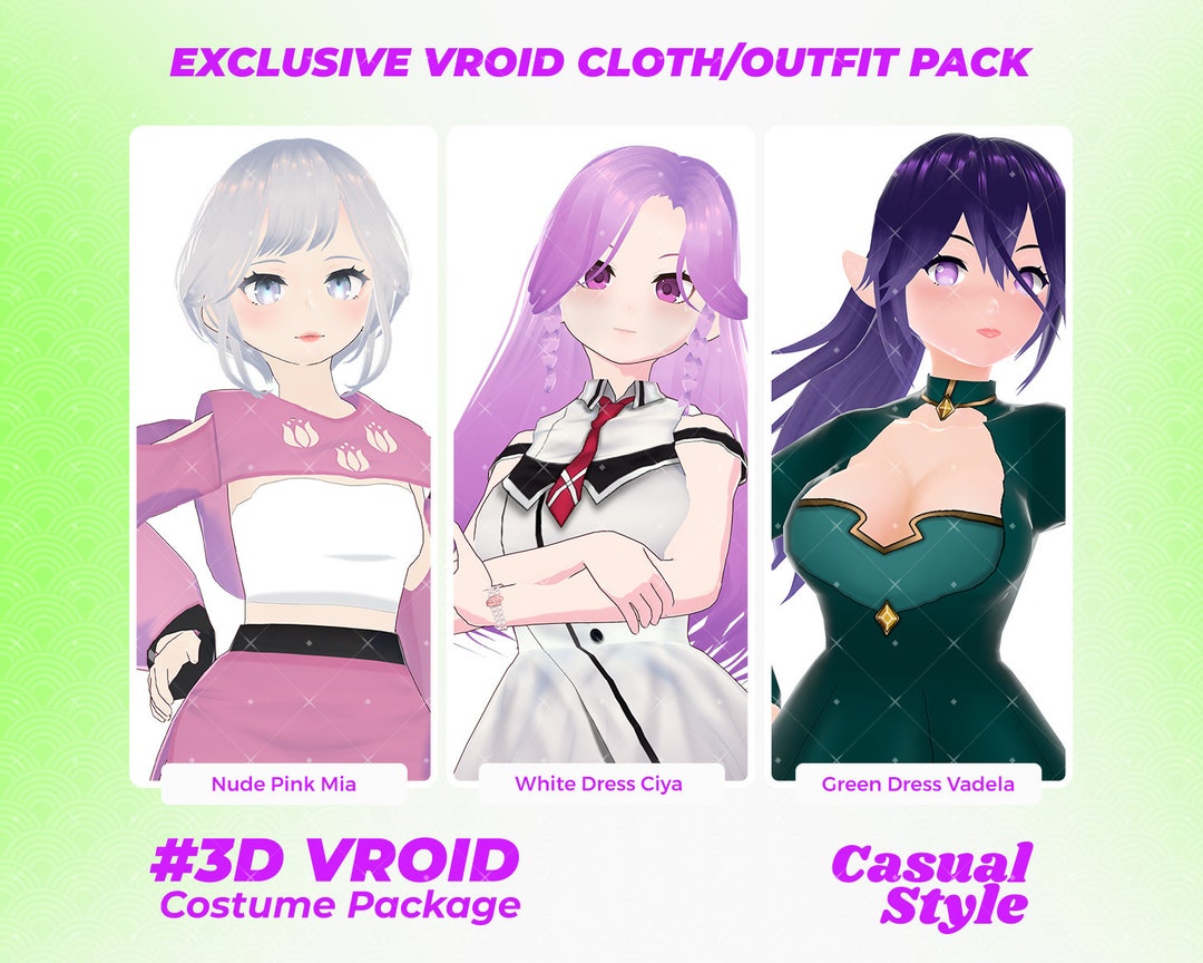 Chic Streamer Trendy Casual Outfits Collection - Vroid Clothing Pack ...