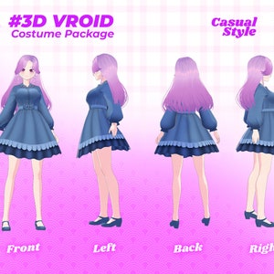 3D Casual Girl Virtual Outfits for Vroid Character 3D Vroid Clothing ...