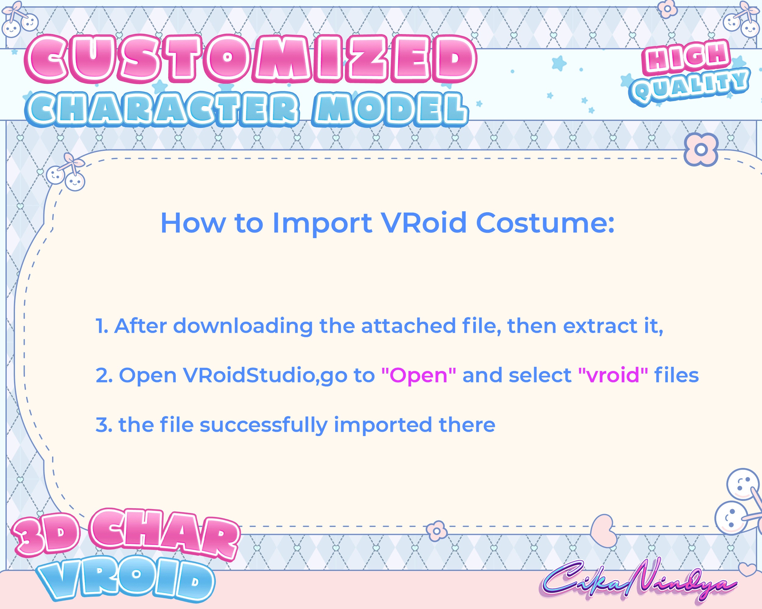 3D Vroid Character 3D Vroid 3d Model Commission Vtuber - Etsy
