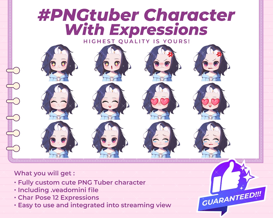 Adorable Pngtuber Avatar: 12 Poses for Streaming - Etsy