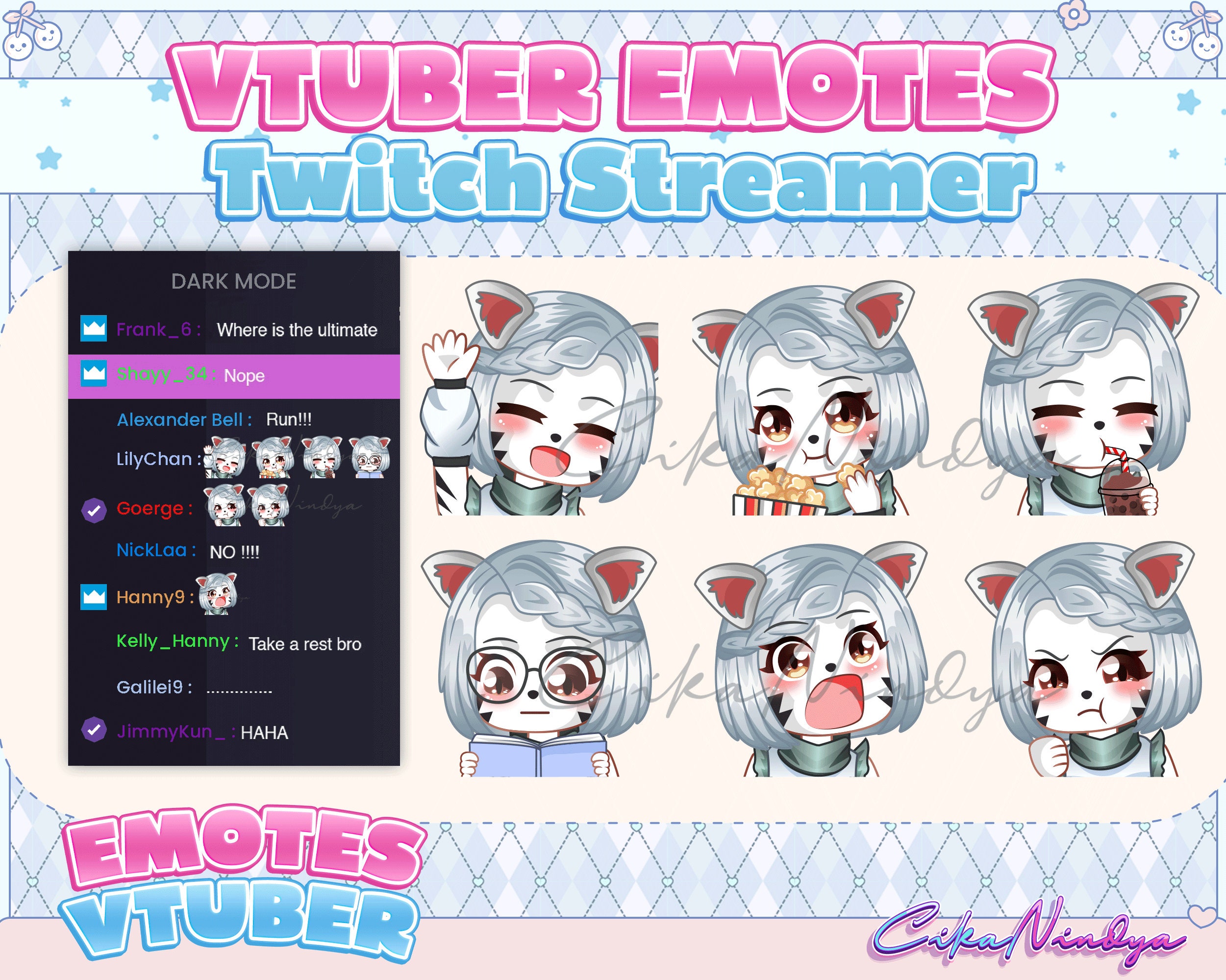 A Variety of Expressive Icons With Vtuber Emote Pack White - Etsy