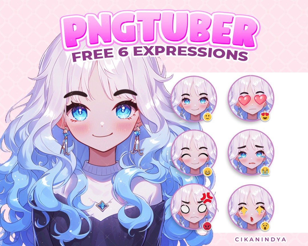 PNG Tuber Ice Princess With Blue Ombre Hair and Elegant Accessories Get ...
