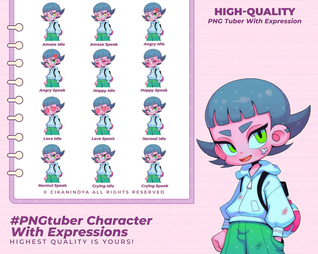 Cartoon Pngtuber Avatar: 12 Poses for Interactive Streaming - Etsy